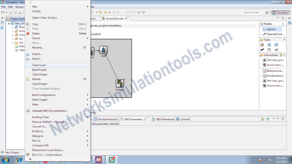 Build the new project package | Network Simulation Tools | Network Simulation Tools