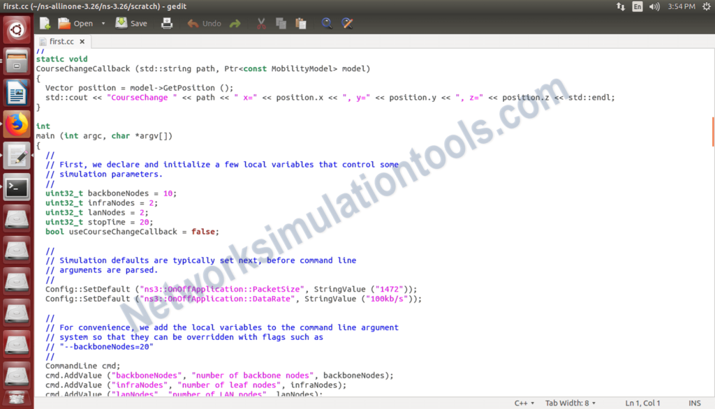 Ns3 Source Code Tutorial How To Run Firstcc In Ns3 Network Simulation Tools