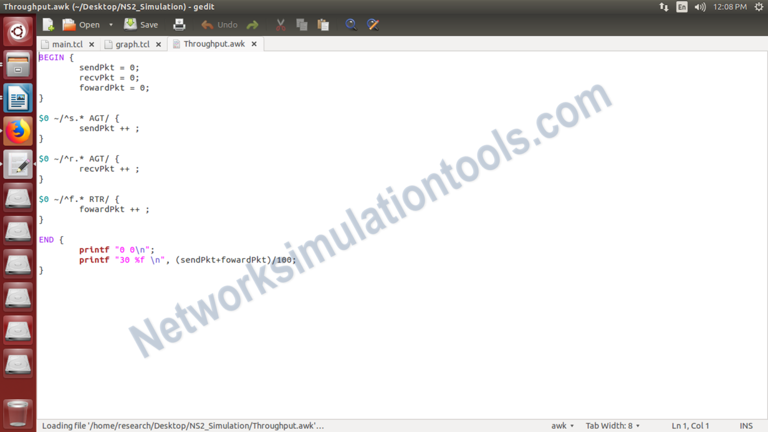 Awk Script Source Code For The Throughput Network Simulation Tools Network Simulation Tools 