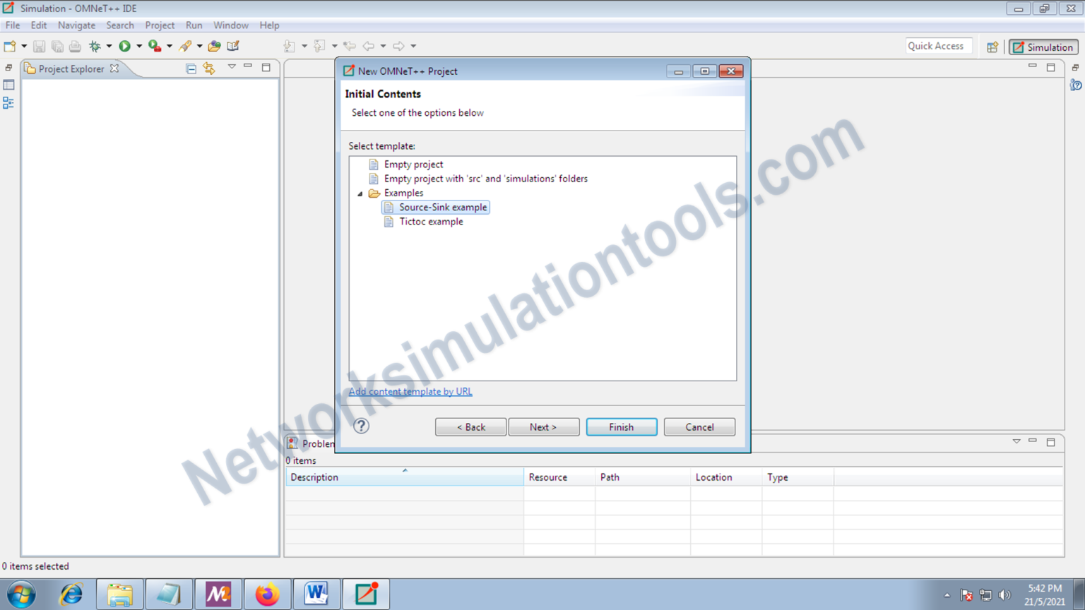 Create A New Simulation Project Project Template Network Simulation Tools Network Simulation