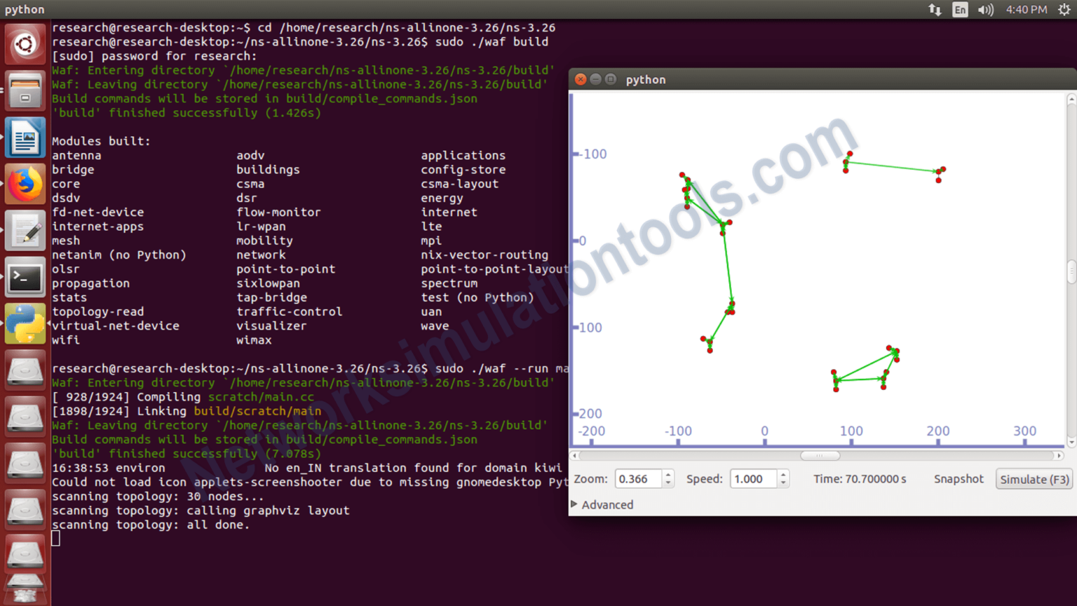 Execute A Main File Simulation Result Network Simulation Tools Network Simulation Tools